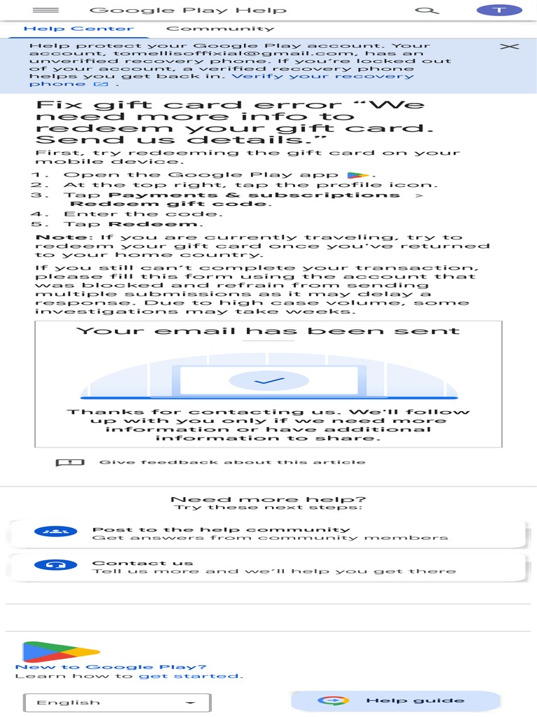 Fix Gift Card Error "We Need More Info To Redeem Your Gift Card. Send ...