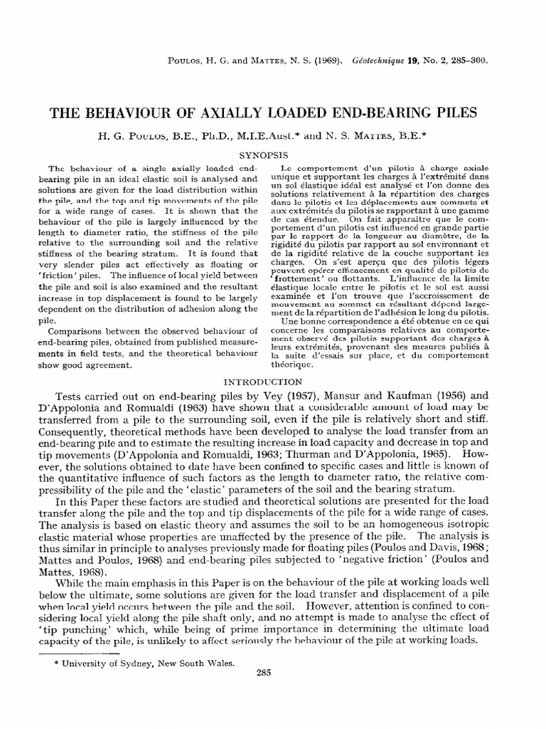 Poulos-1968-The Behaviour of Axially Loaded End-Bearing Piles | PDF