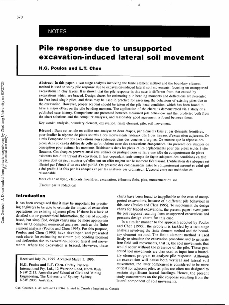 Poulos-1996-Pile Response Due To Unsupported Excavation-Induced Lateral ... Poulos-1996-Pile Response Due To Unsupported Excavation-Induced Lateral ...