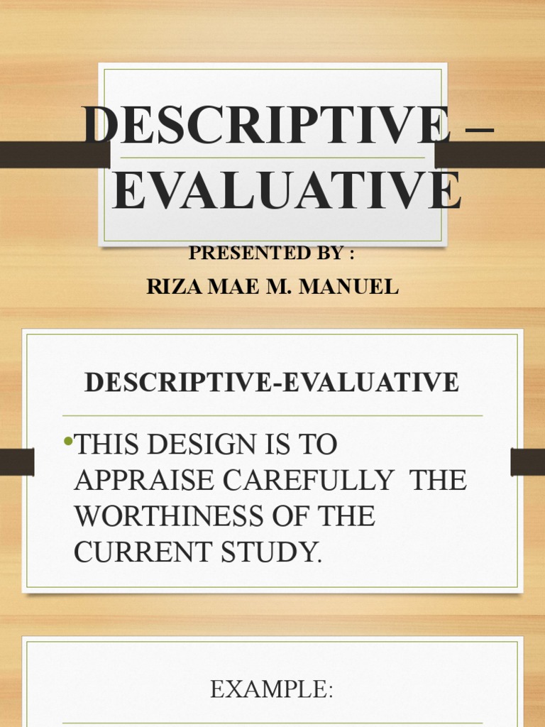 Descriptive Evaluative Pdf