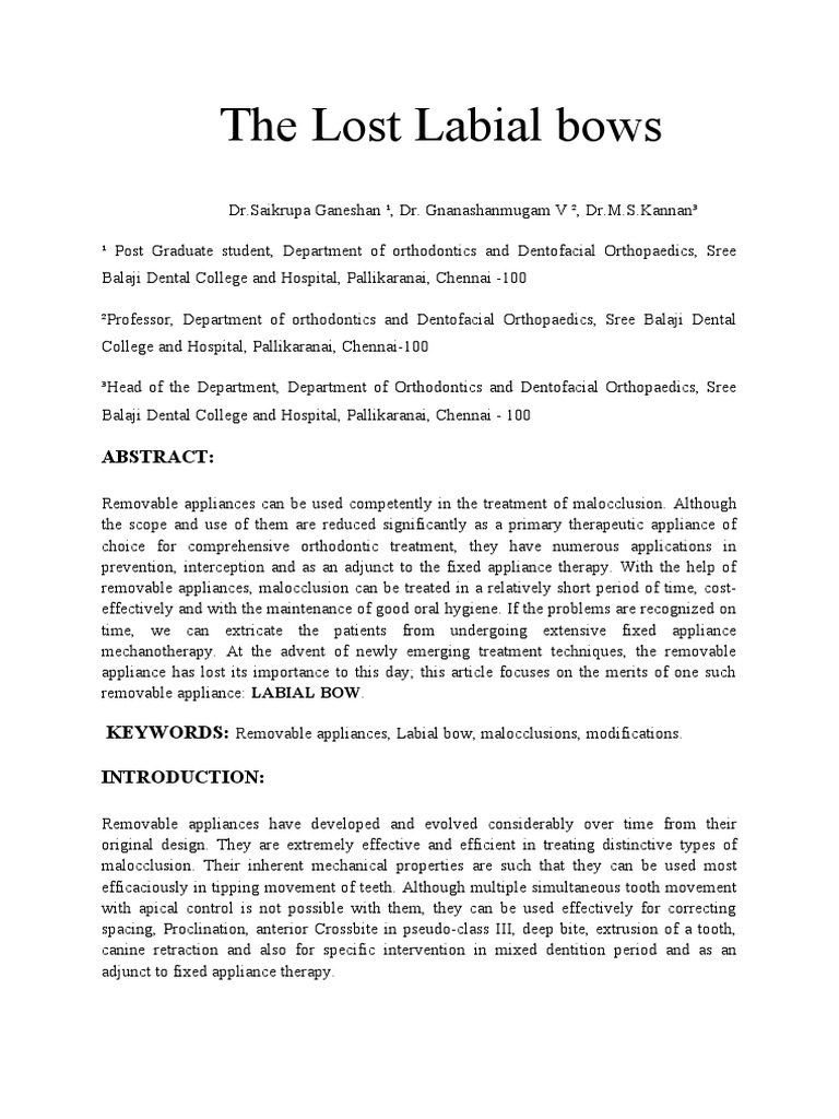 The Lost Labial Bows - Final | PDF