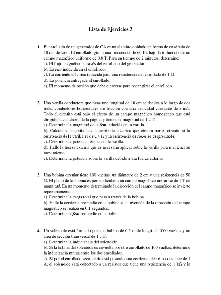 Lista de Ejercicios 3 | PDF | Ciencia y matemática