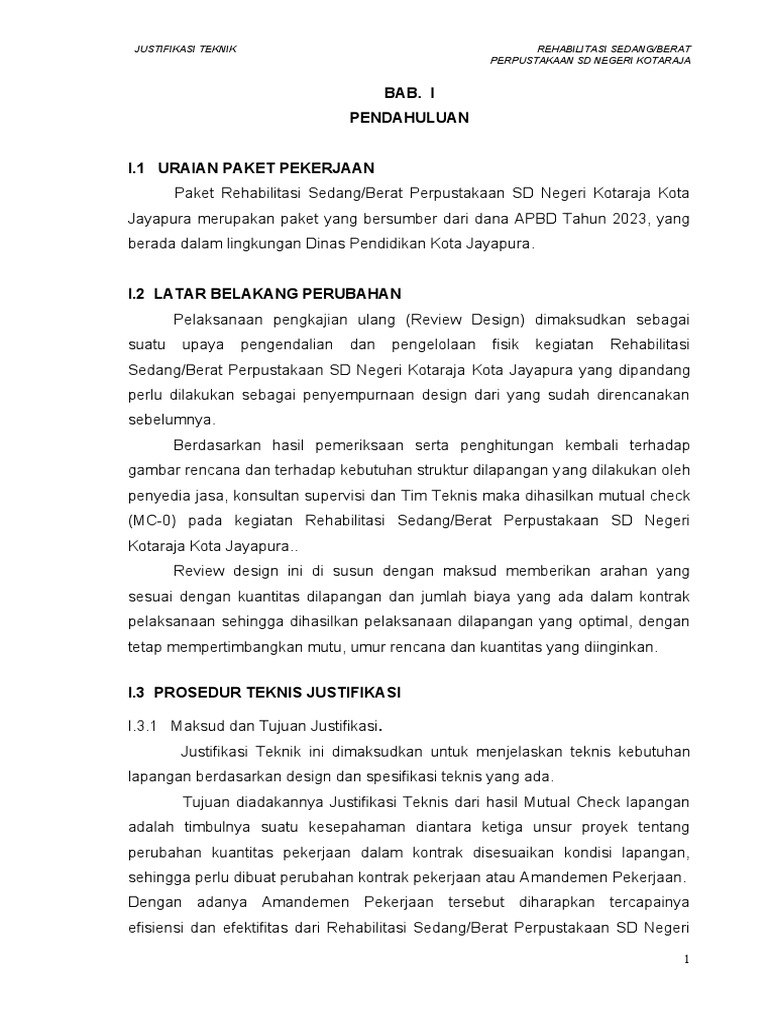 Justifikasi Teknis JUSTEK MC Mutual Check 0 | PDF