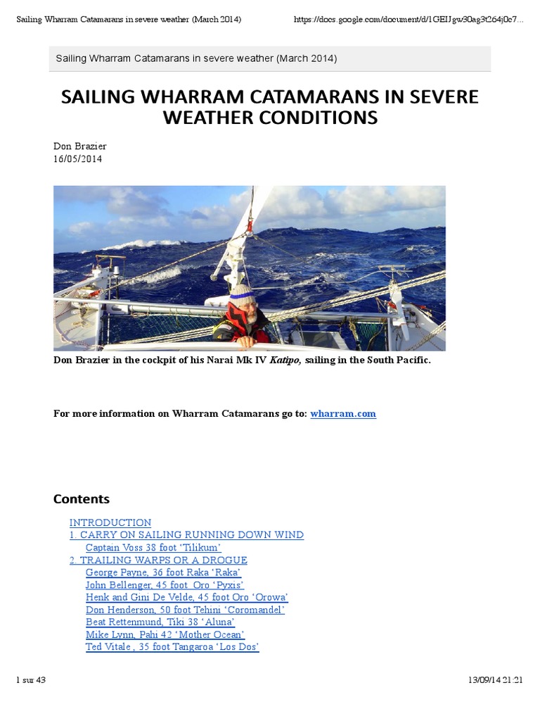 Sailing Wharram Catamarans in Severe Weather (March 2014) | PDF