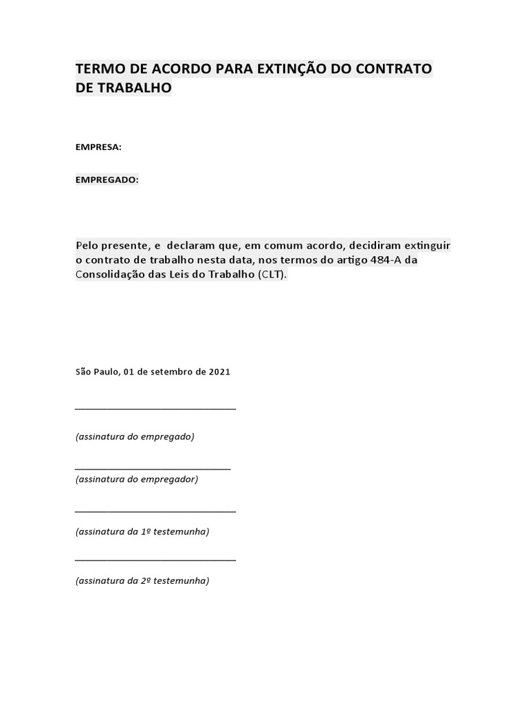 Modelo Carta Acordo de Dispensa | PDF
