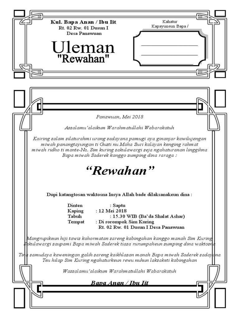 Uleman Rewahan (Sunda) | PDF | Memasak, Makanan, & Anggur