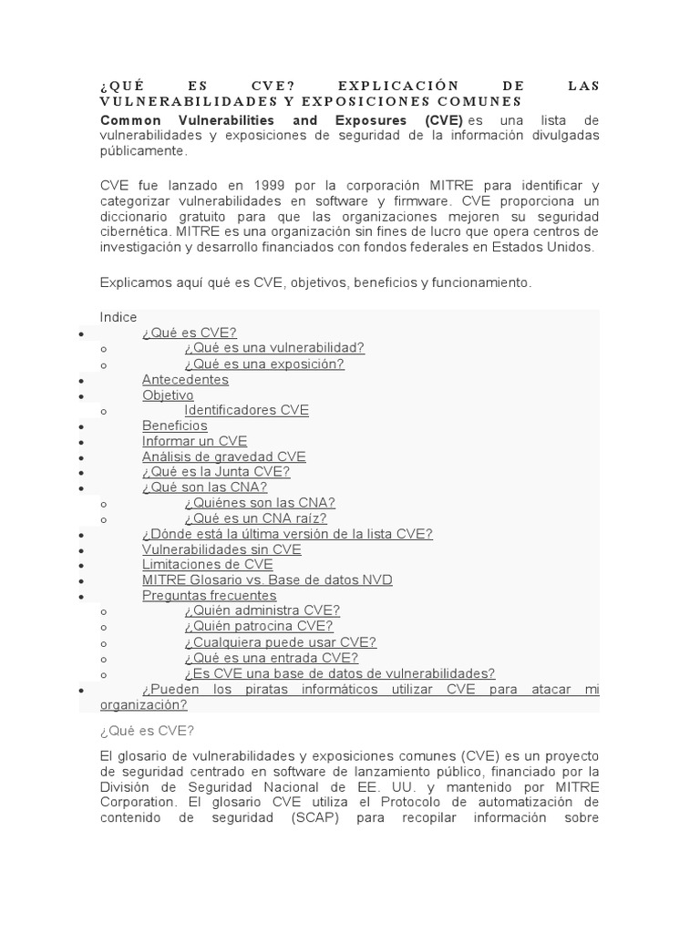 Qué Es Cve | PDF