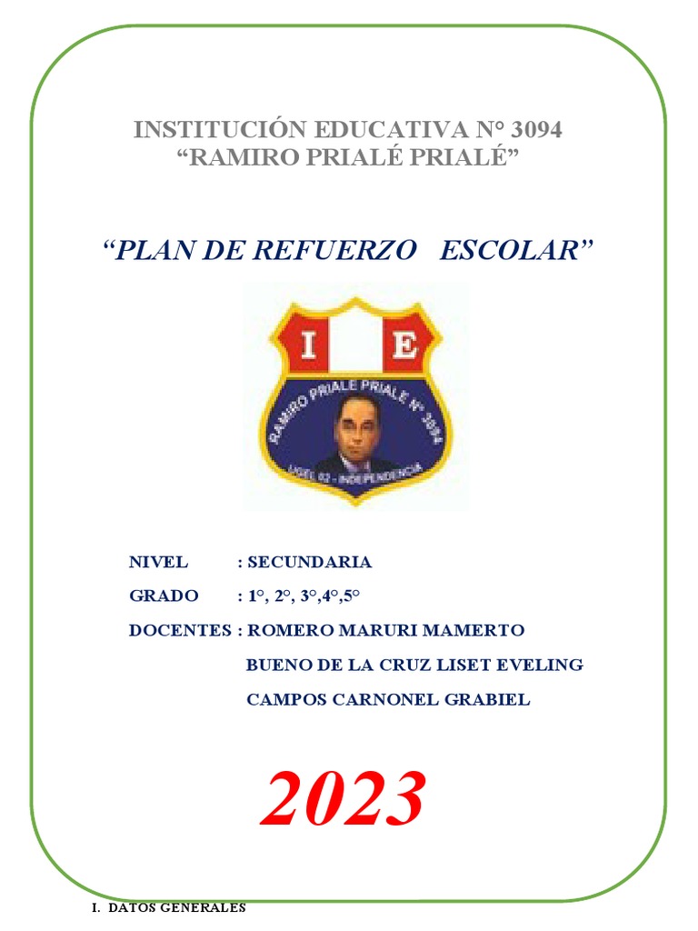 Plan de Refuerzo Escolar-2023 | PDF