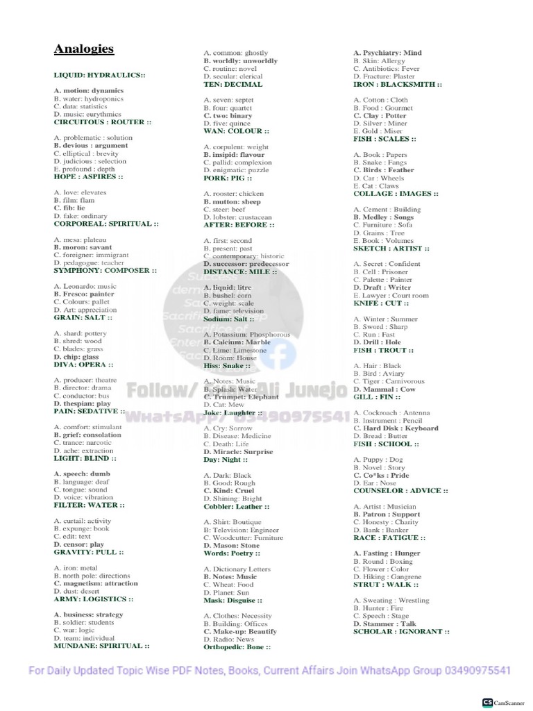 Pakmcqs Complete Analogies Notes | PDF