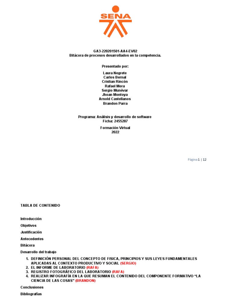 GA3-220201501-AA4-EV02 Bitacora | PDF | Aprendizaje | Física