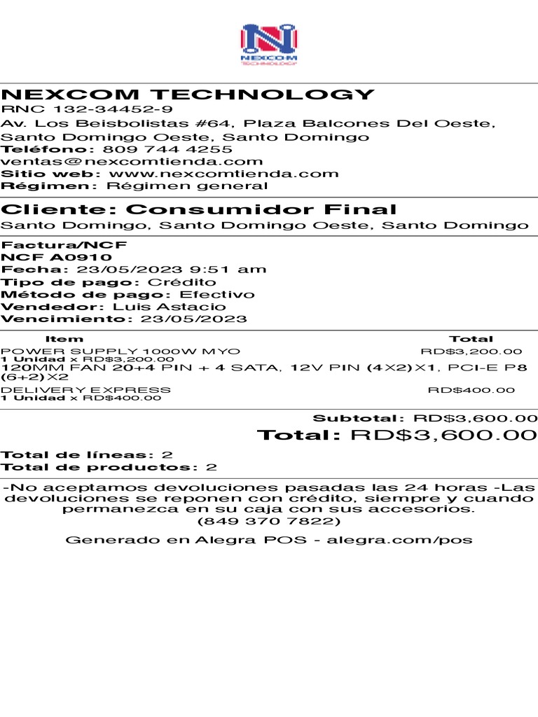 Nexcom Technology: Item Total | PDF