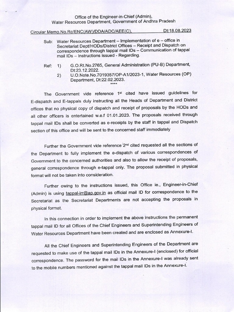 Circular Memo dt18.08.2023 - 0001 | PDF