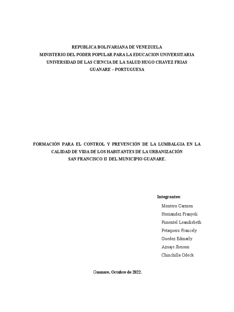 Proyecto Sofia | PDF | Dolor lumbar