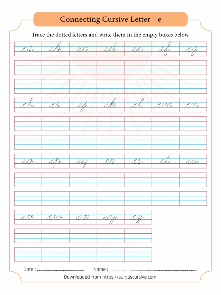 Conectare Cu Litera E Cursiv Minuscula | PDF
