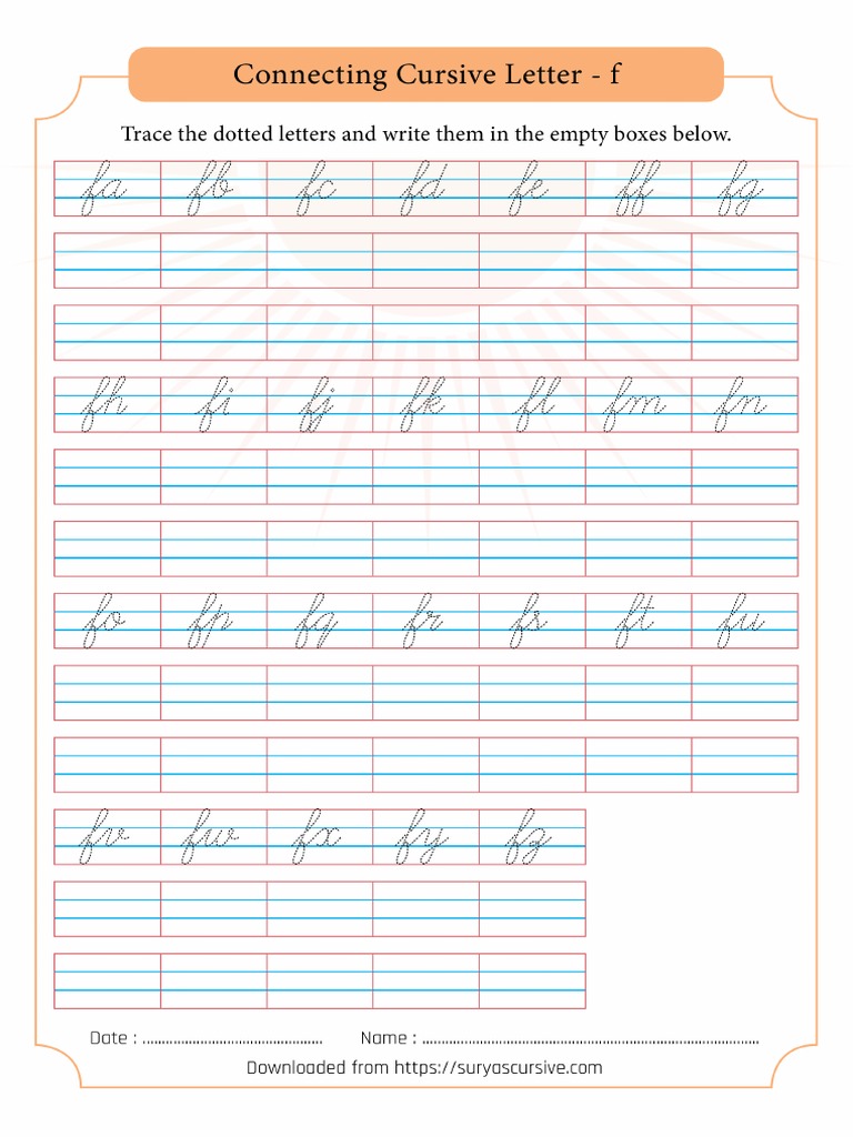 Conectare Cu Litera F Cursiv Miniscula | PDF