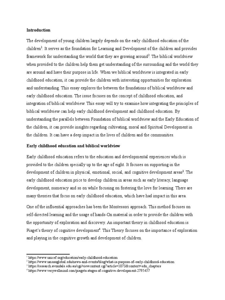Biblical Worldview in Early Education | PDF