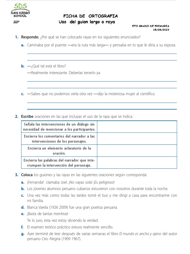 FA - Uso Del Guion Largo o Raya | PDF