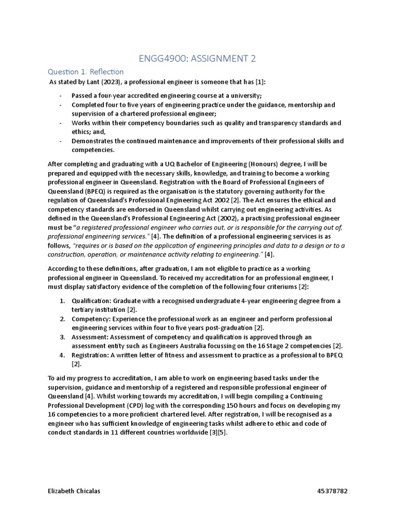 ENGG4900 Assignment 2 | Download Free PDF | Engineer | Engineering