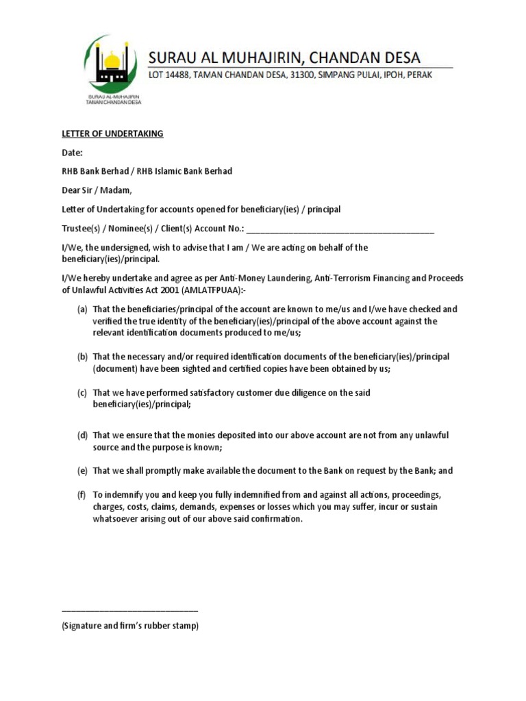 Letter of Undertaking | PDF