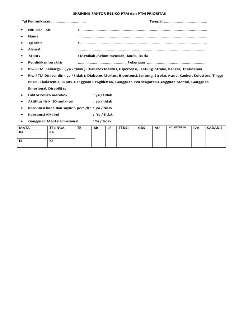 Format Skrining PTM 2023 New | PDF