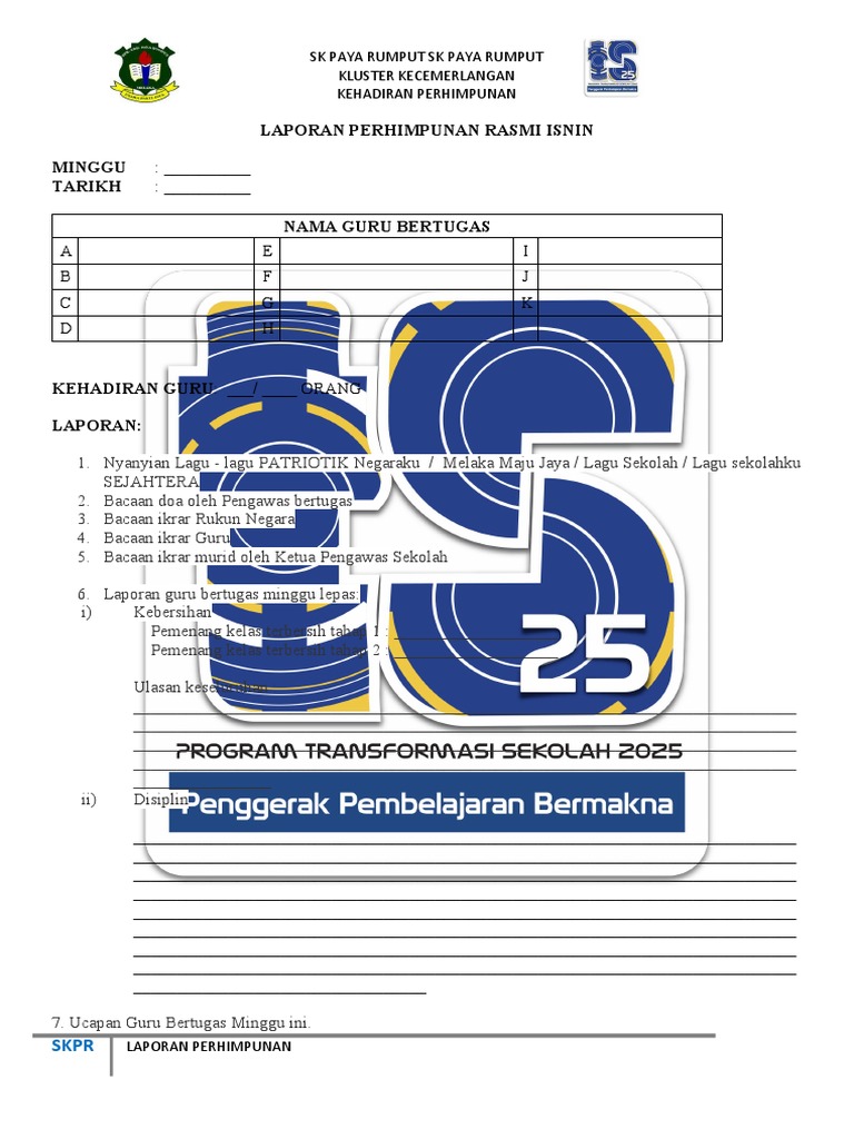Laporan Perhimpunan Rasmi Mingguan - Docxterkini | PDF