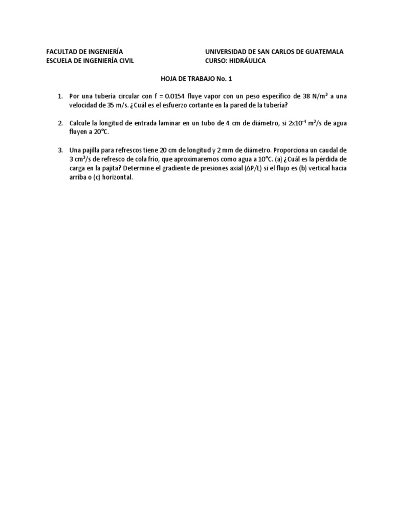 HDT NO 1 Hidráulica 2do Sem 2023 | PDF