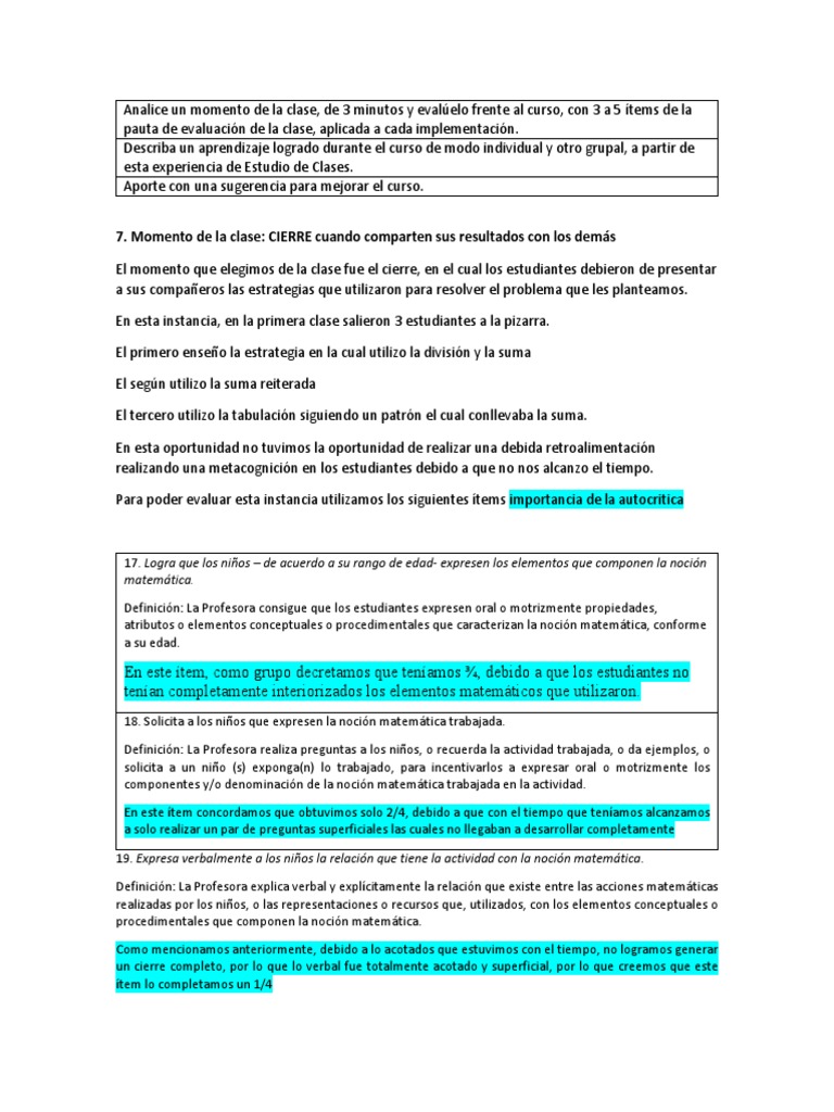 Analice Un Momento de La Clase | PDF | Matemáticas | Cognición
