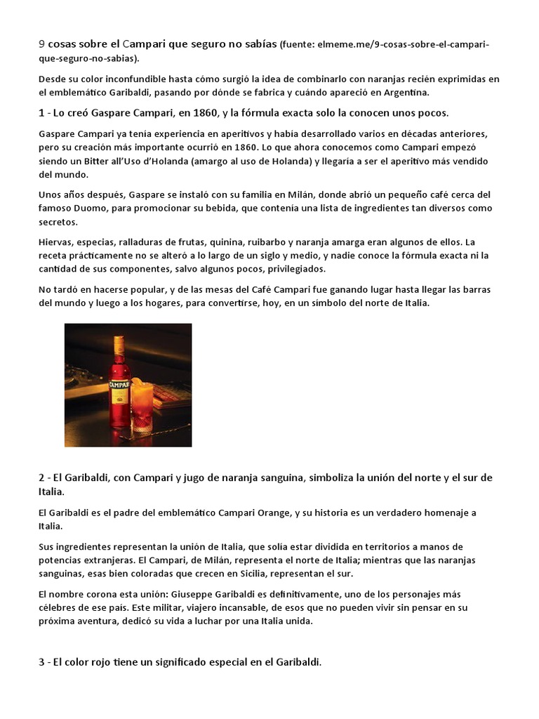 Historia Del Campari | PDF