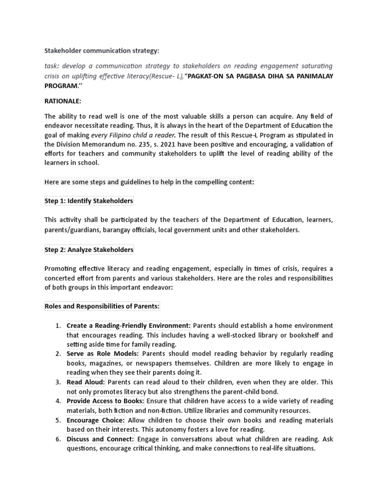Stakeholder Communication Strategy | PDF