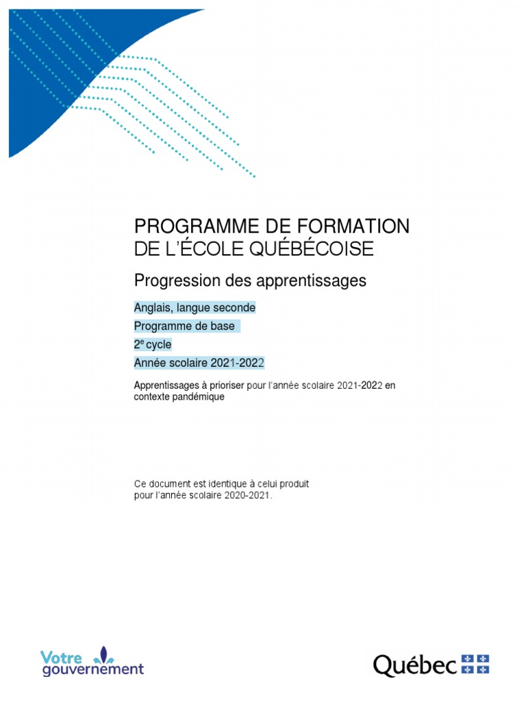 Progression des apprentissages en anglais | PDF