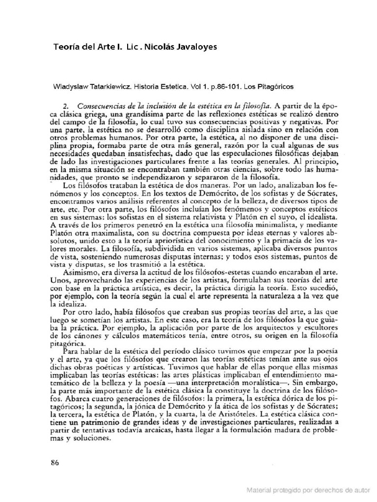 Tatarkiewicz - Pitagoricos RES | PDF