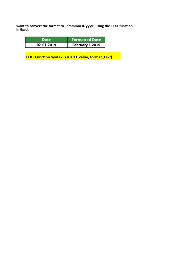 Excel TEXT Function Formatting Guide | PDF