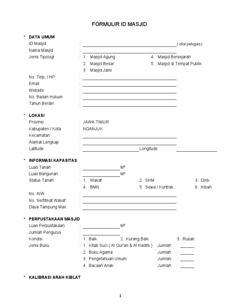 Contoh Form Masjid | PDF