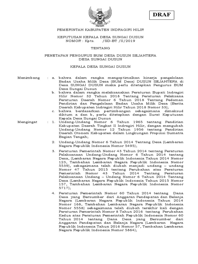 3. SK PENGURUS BUMDESA | PDF