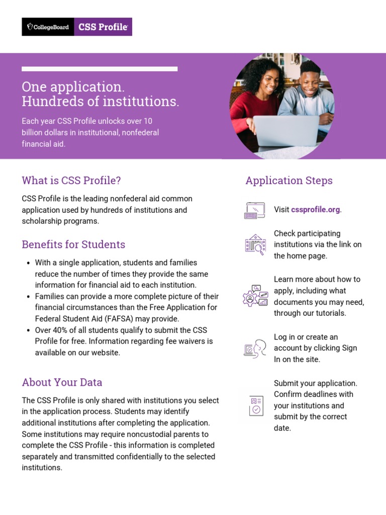 CSS Profile Student Flyer | Download Free PDF | Student Financial Aid ...