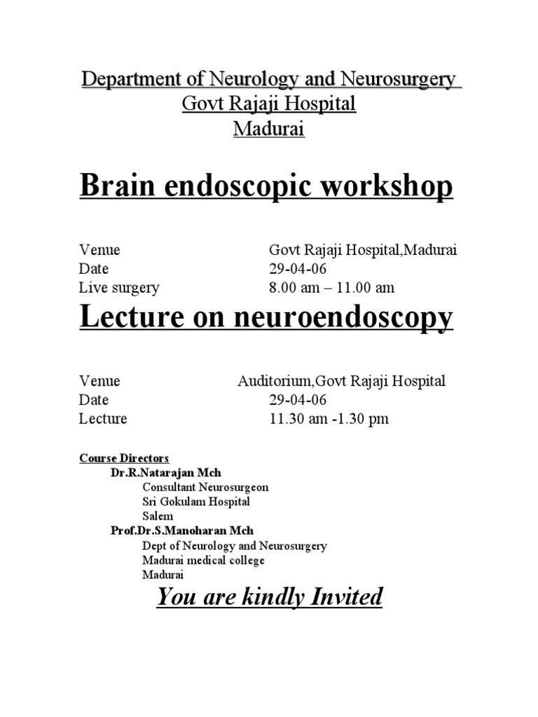 Brain Endoscopy Workshop Invite | PDF