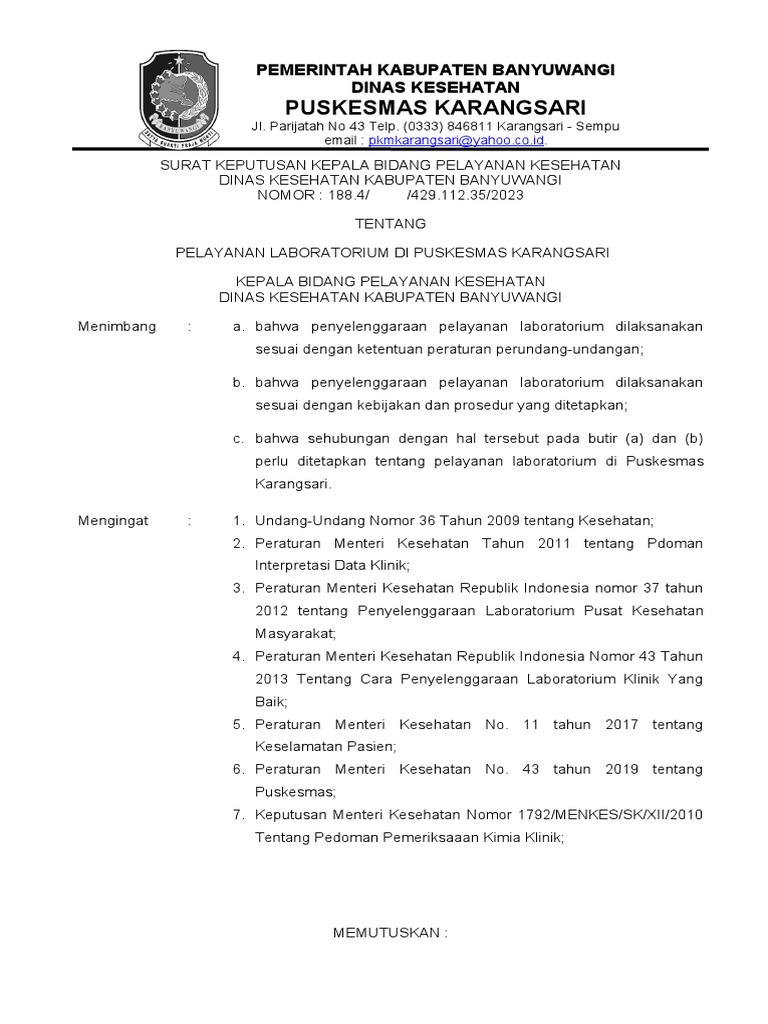 SK LAB PKM KARANGSARI 2023 Bu Tatik | PDF
