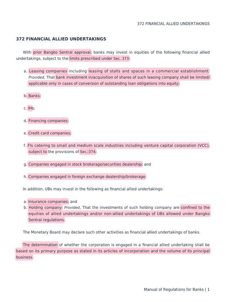 372 Financial Allied Undertakings | PDF