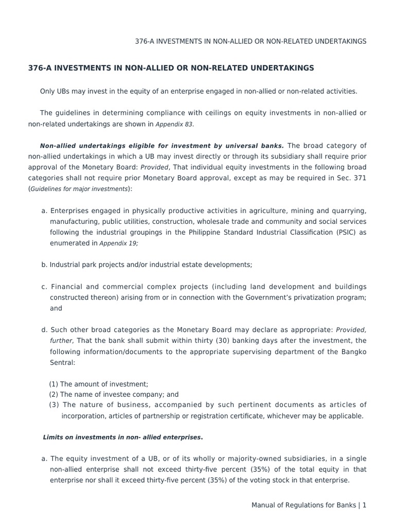 Non-Allied Investments Guidelines | PDF | Money | Investing