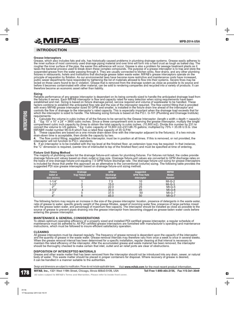 Grease Interceptor Selection | PDF