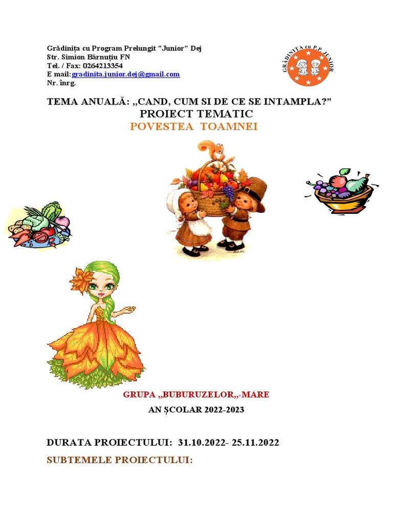 Proiect Tematic Povestea Toamnei | PDF