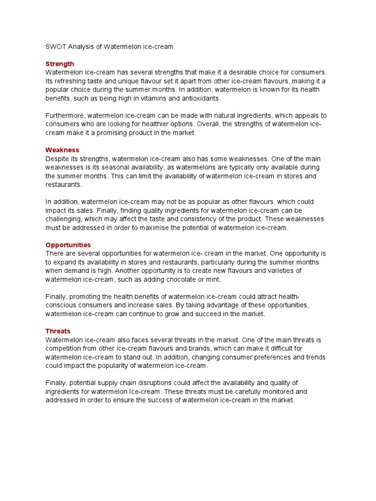 SWOT-Analysis-of-Watermelon-ice-cream | PDF