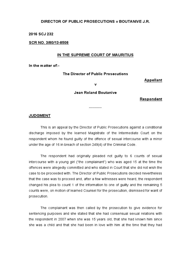 Director Public Prosecutions V Boutanive J R 2016 SCJ 23220160622023109 ...