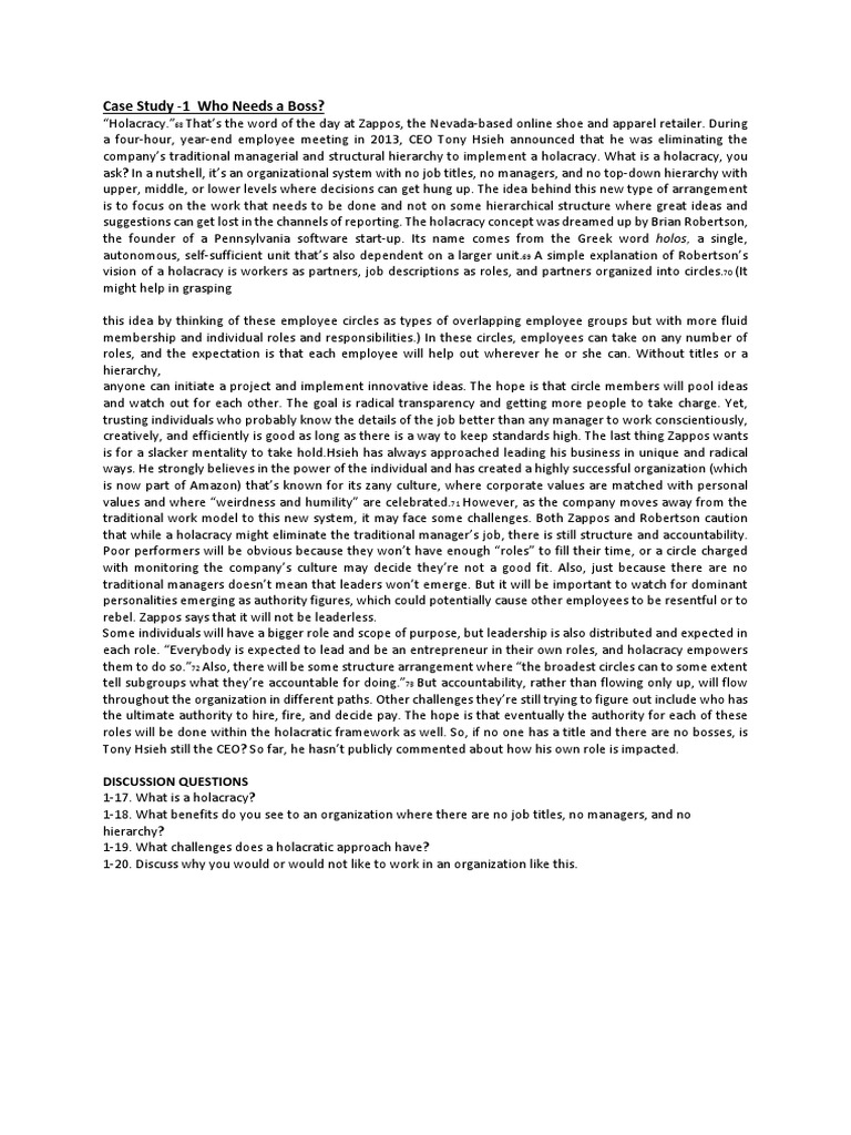 Zappos' Holacracy: A Case Study Analysis | PDF | Career & Growth