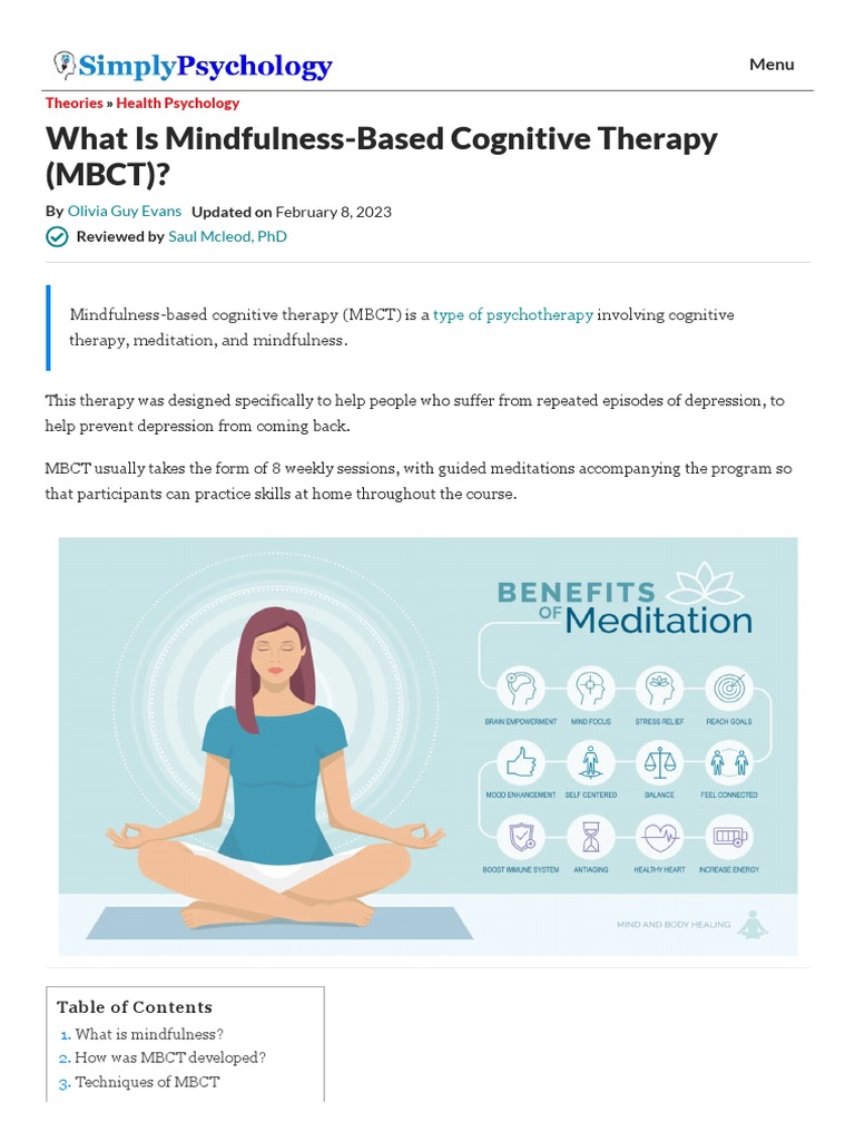 What Is Mindfulness-Based Cognitive Therapy (MBCT) | PDF | Mindfulness | Major Depressive Disorder