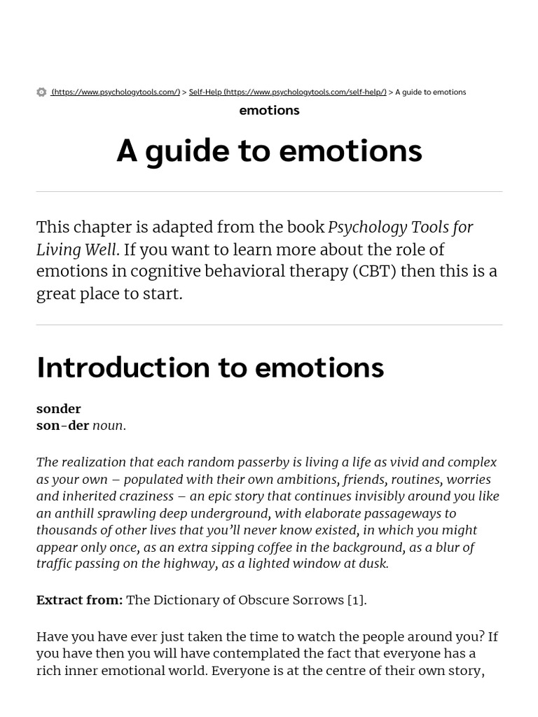 A Guide To Emotions - Psychology Tools | PDF