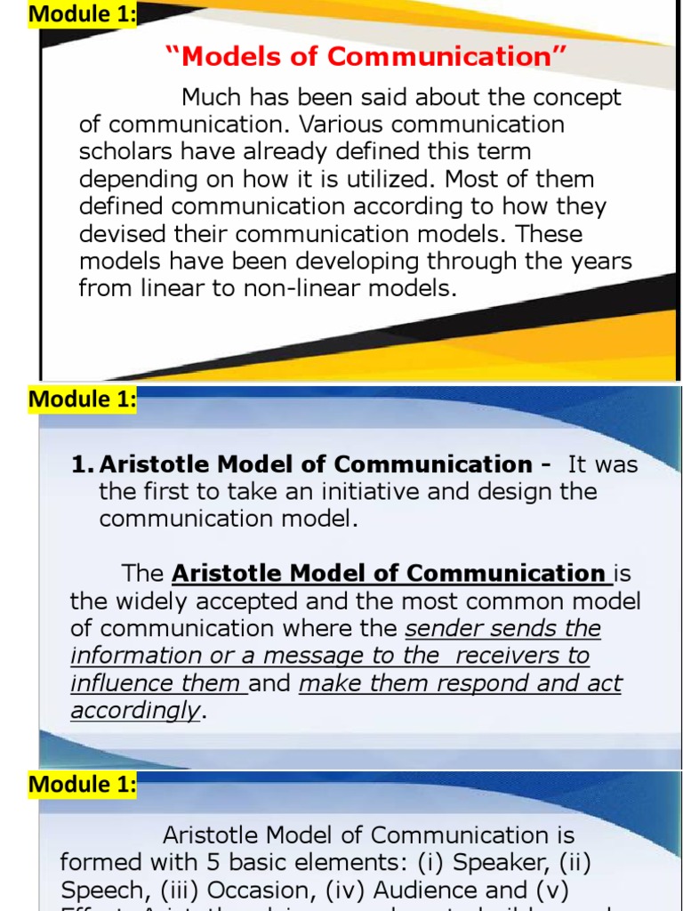 Module 1.2 Models of Communication | PDF