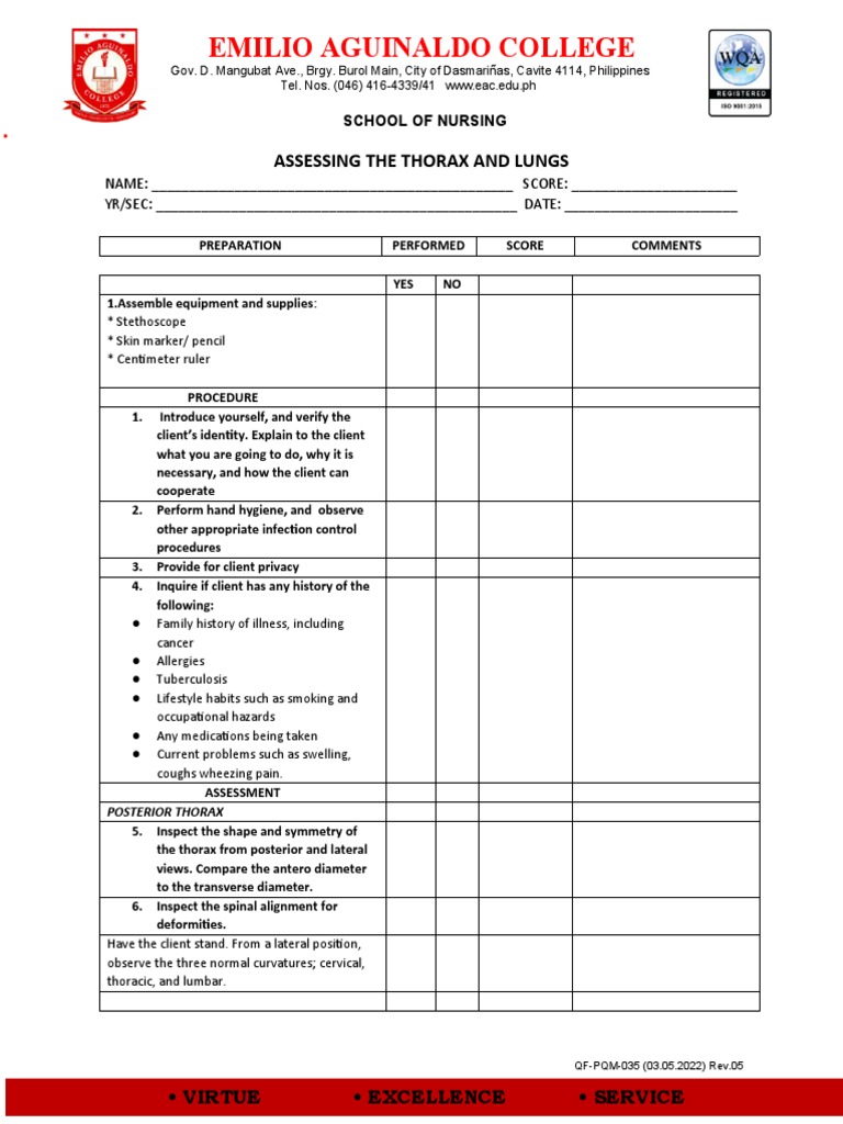 Assessing The Thorax and Lungs | PDF