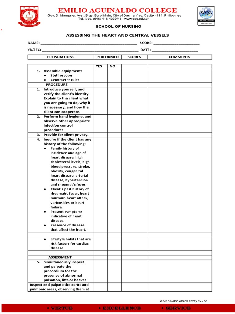 Heart Assessment Procedure Guide | PDF