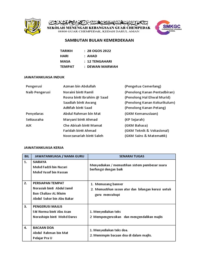 Jawatankuasa Sambutan Kemerdekaan 2022 | PDF